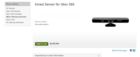Kinect costs $149.99, says Microsoft Store | VG247