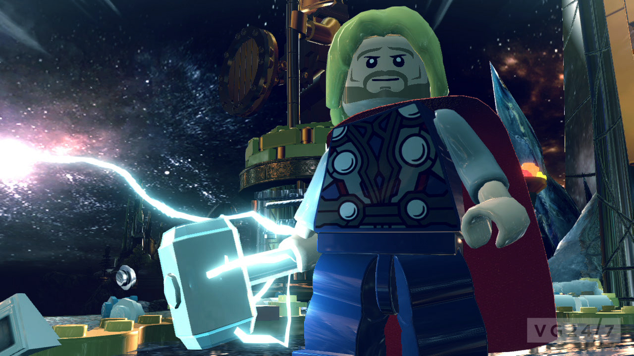 LEGO Marvel Super Heroes screens show a battle taking place in Asgard ...