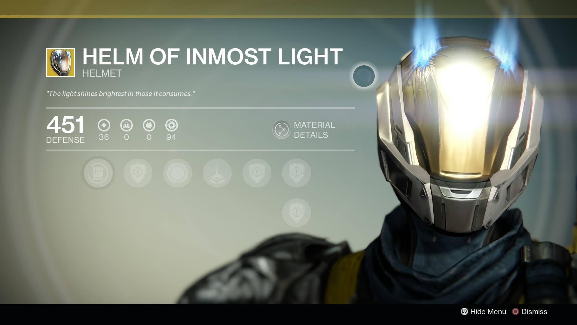 Exotic Inmost Titan Light Destiny Helmnof