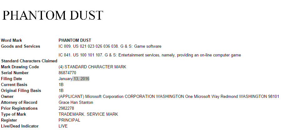 Microsoft registers another Phantom Dust trademark | VG247