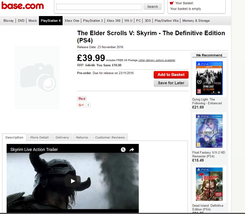 The Elder Scrolls 5: Skyrim - The Definitive Edition listed for ...