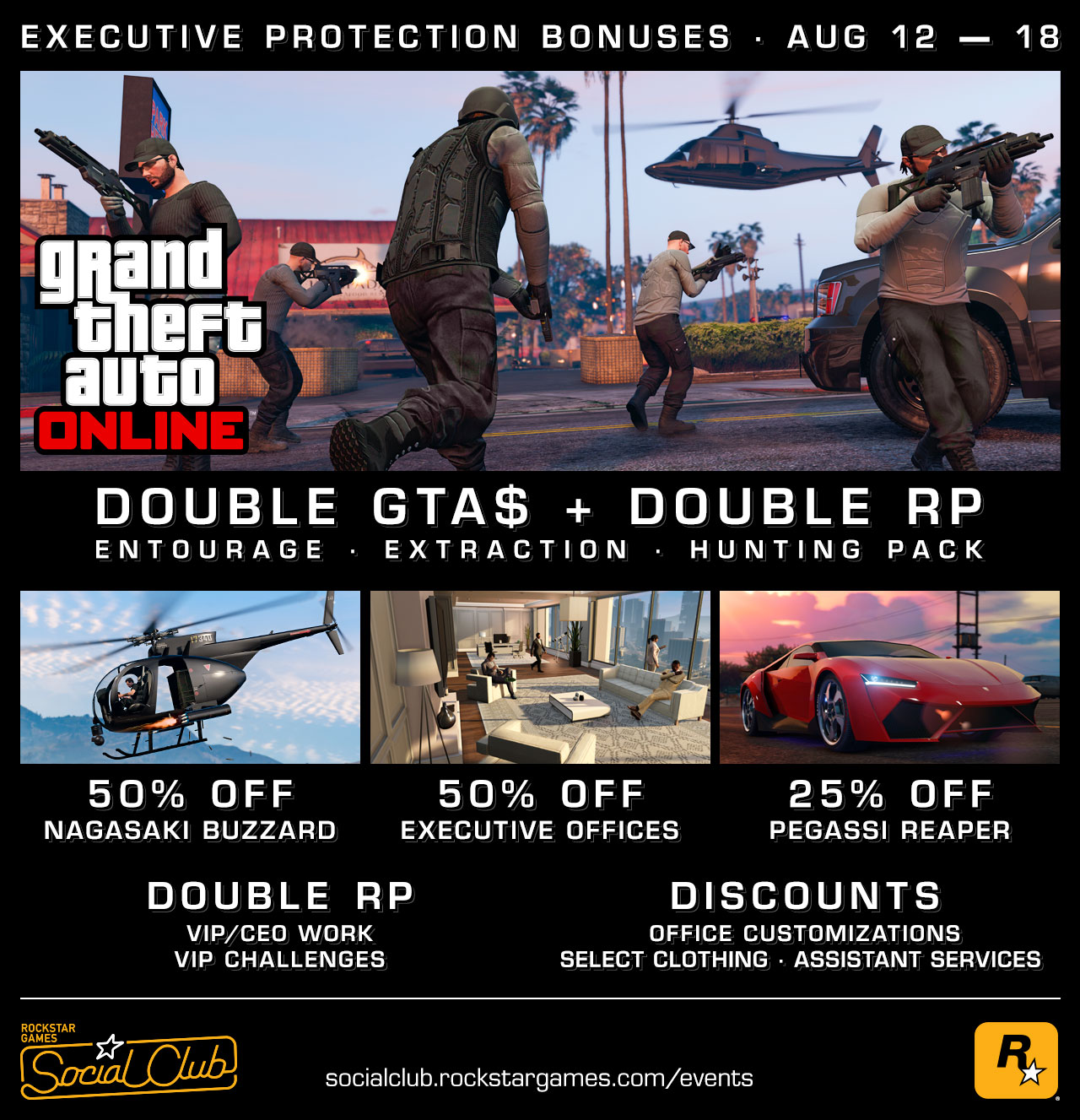 Protect Executives in GTA Online this weekend and earn double RP and ...