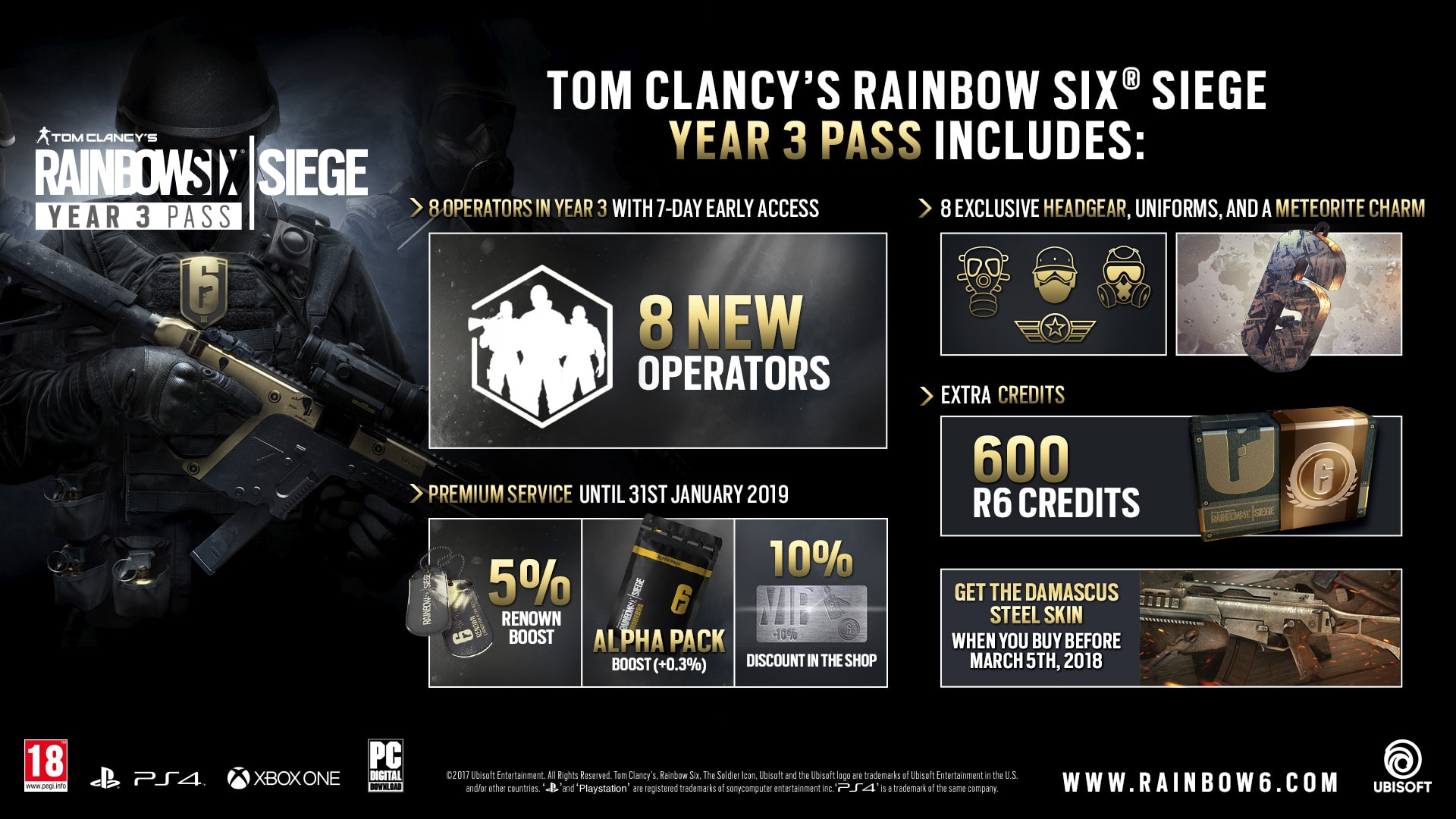 Rainbow Six Siege Year 3 Pass now available, gives access to all 2018 ...