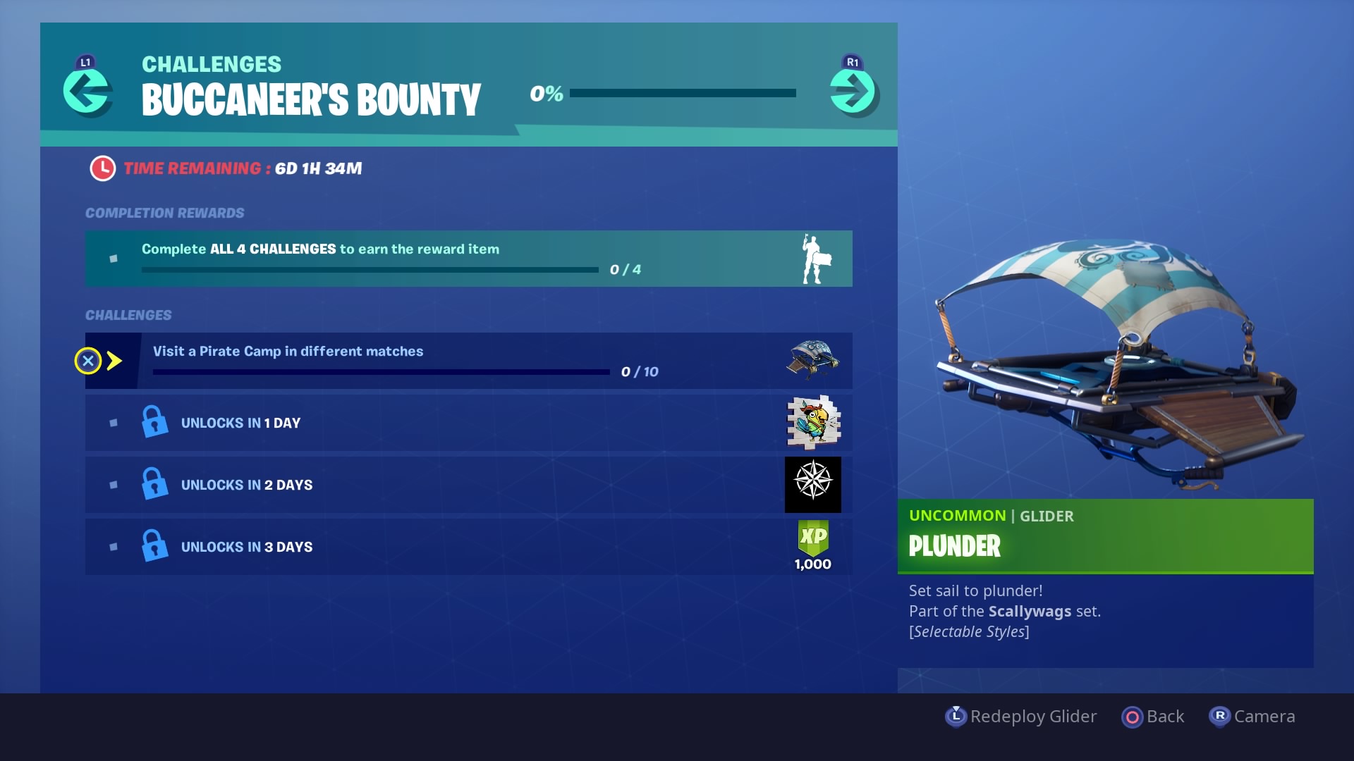 Fortnite Buccaneer's Bounty Rewards and challenges - Plunder Glider and ...
