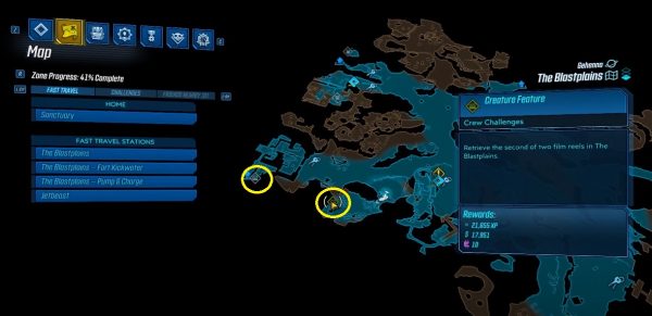 Borderlands 3: Bounty of Blood - Creature Feature Film Reel locations ...